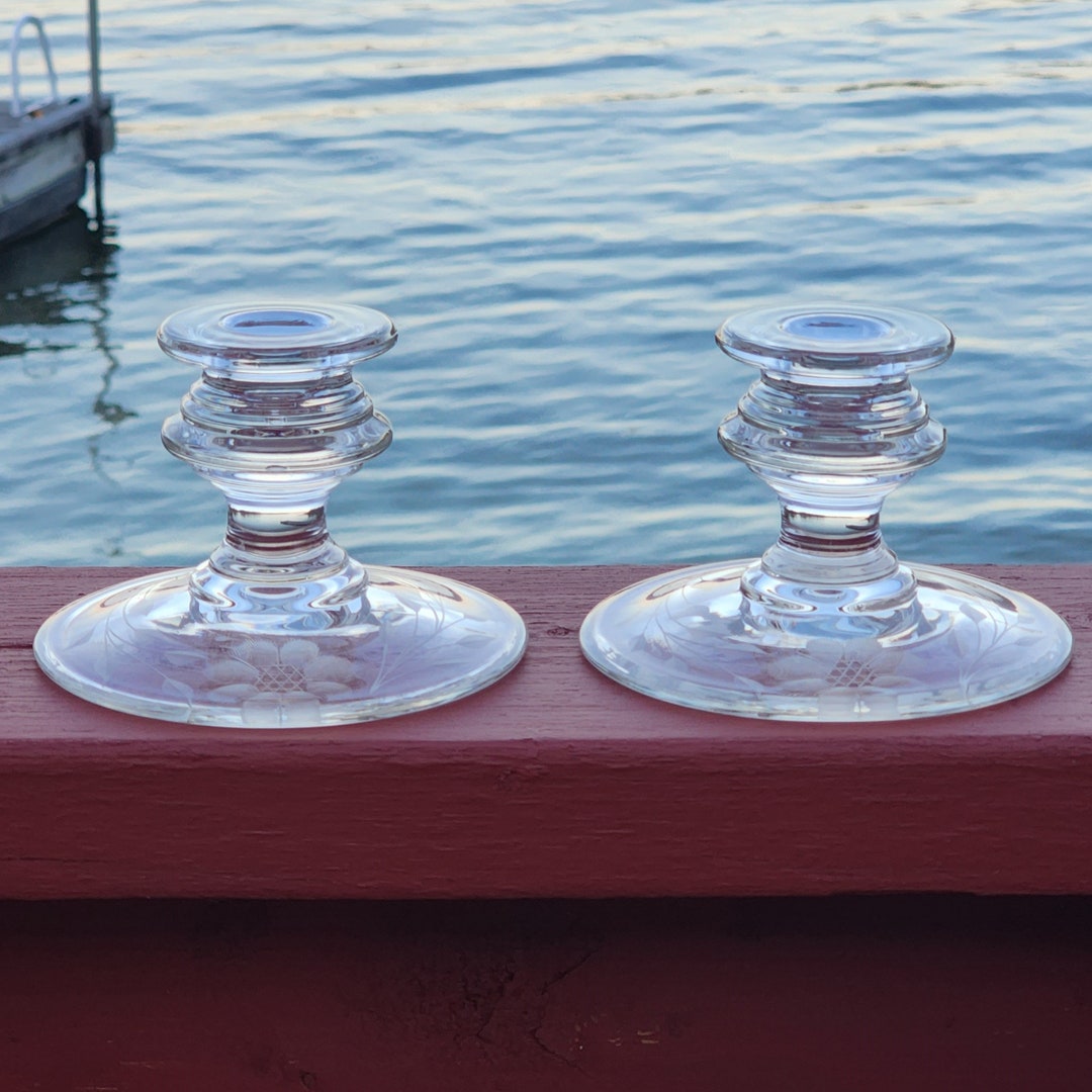 WJ Hughes Corn Flower Candlesticks, Set of 2, Vintage Mid Century ...