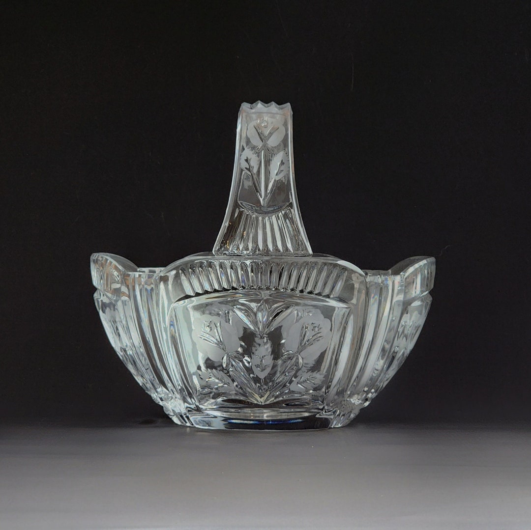Polonia Crystal Flower Basket - Vintage Mid Century Home Decor - Etsy