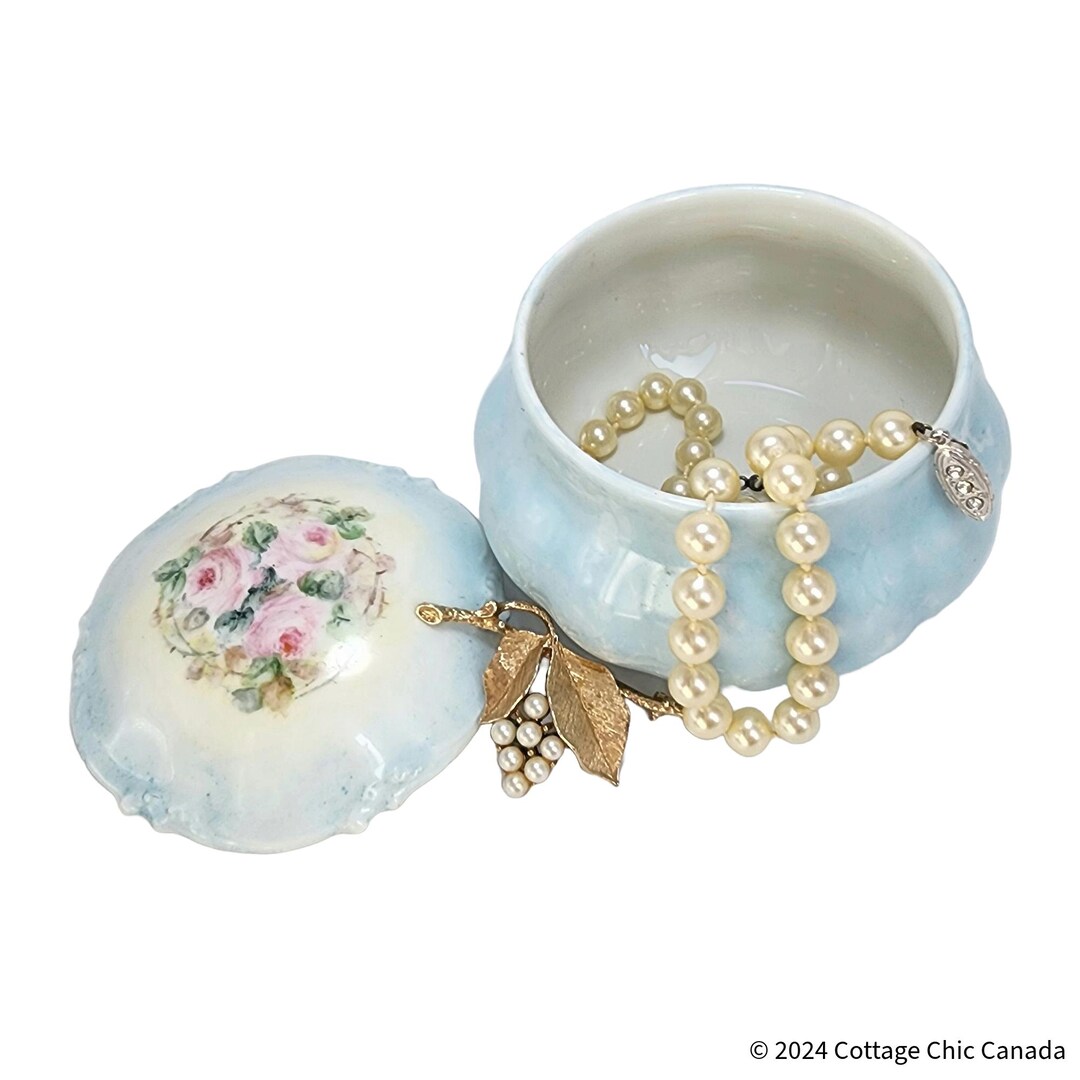 Art Nouveau Antique Jean Pouyat Limoges Trinket Jewelry Box Dish Signed ...