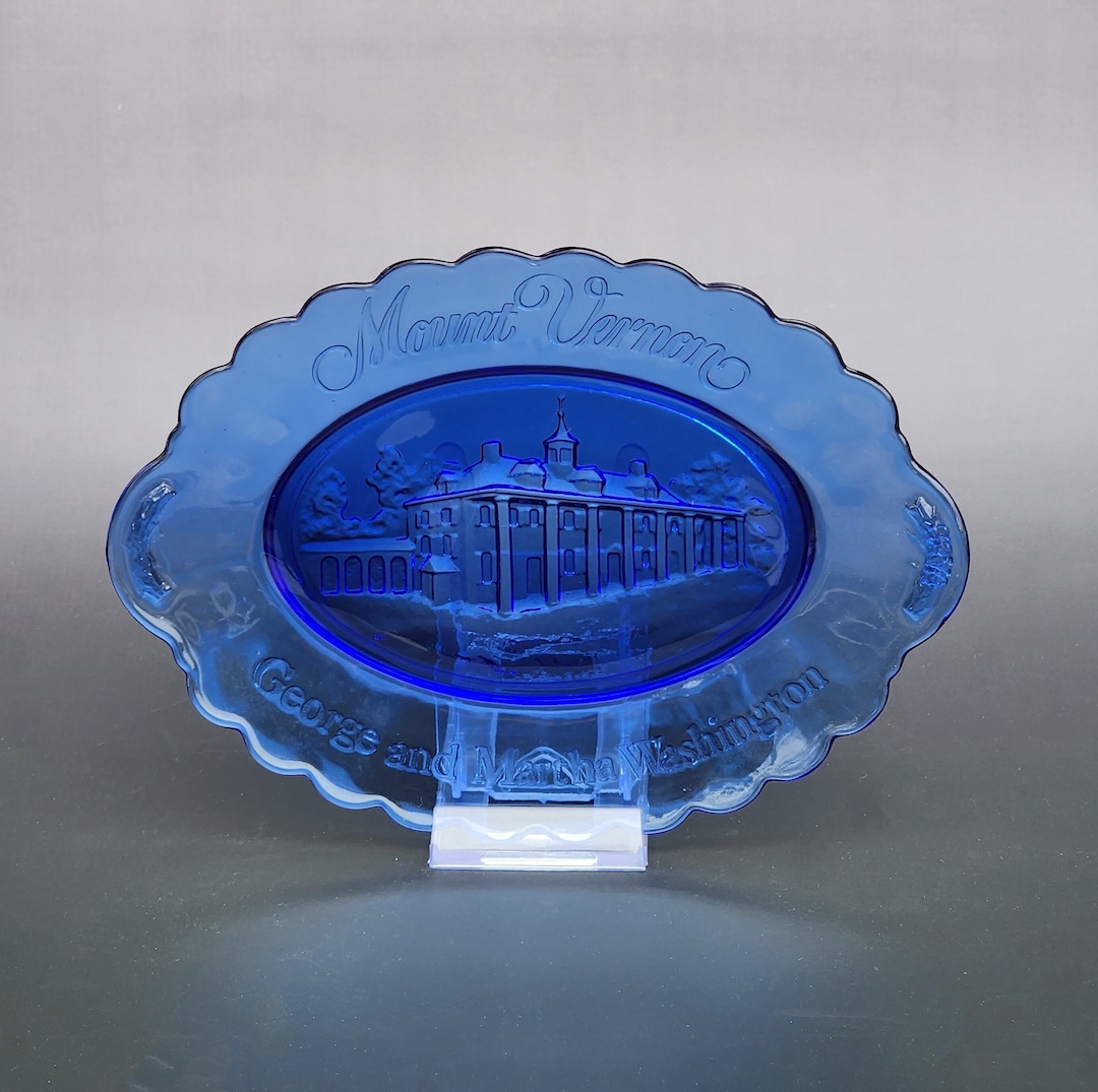 Vintage Avon Collectible Blue Glass Mount Vernon Plate - Etsy