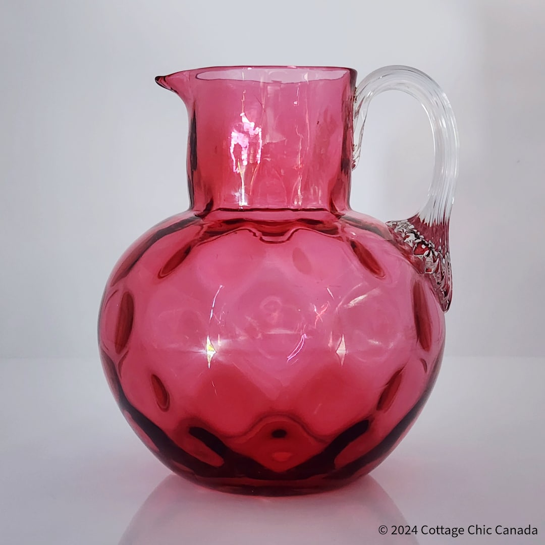 Mid Century Vintage Cranberry Glass Pitcher by Pilgrim - Etsy