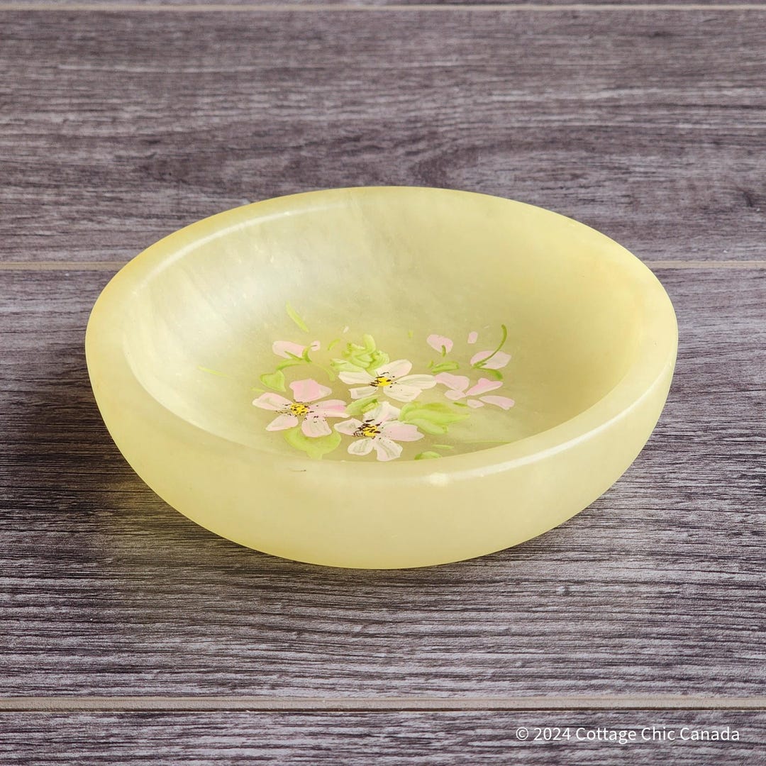 Birks Vintage Alabaster Dish – Soft Yellow Trinket or Jewelry Bowl With ...