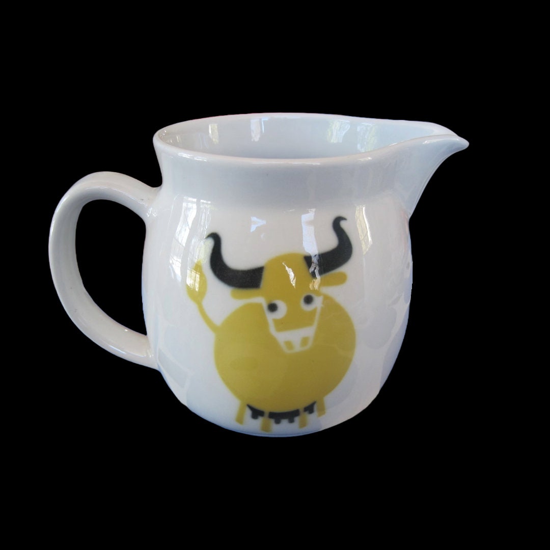 ARABIA OF FINLAND Yellow Bull Pitcher, Vintage Finnish Ceramic Glazed ...