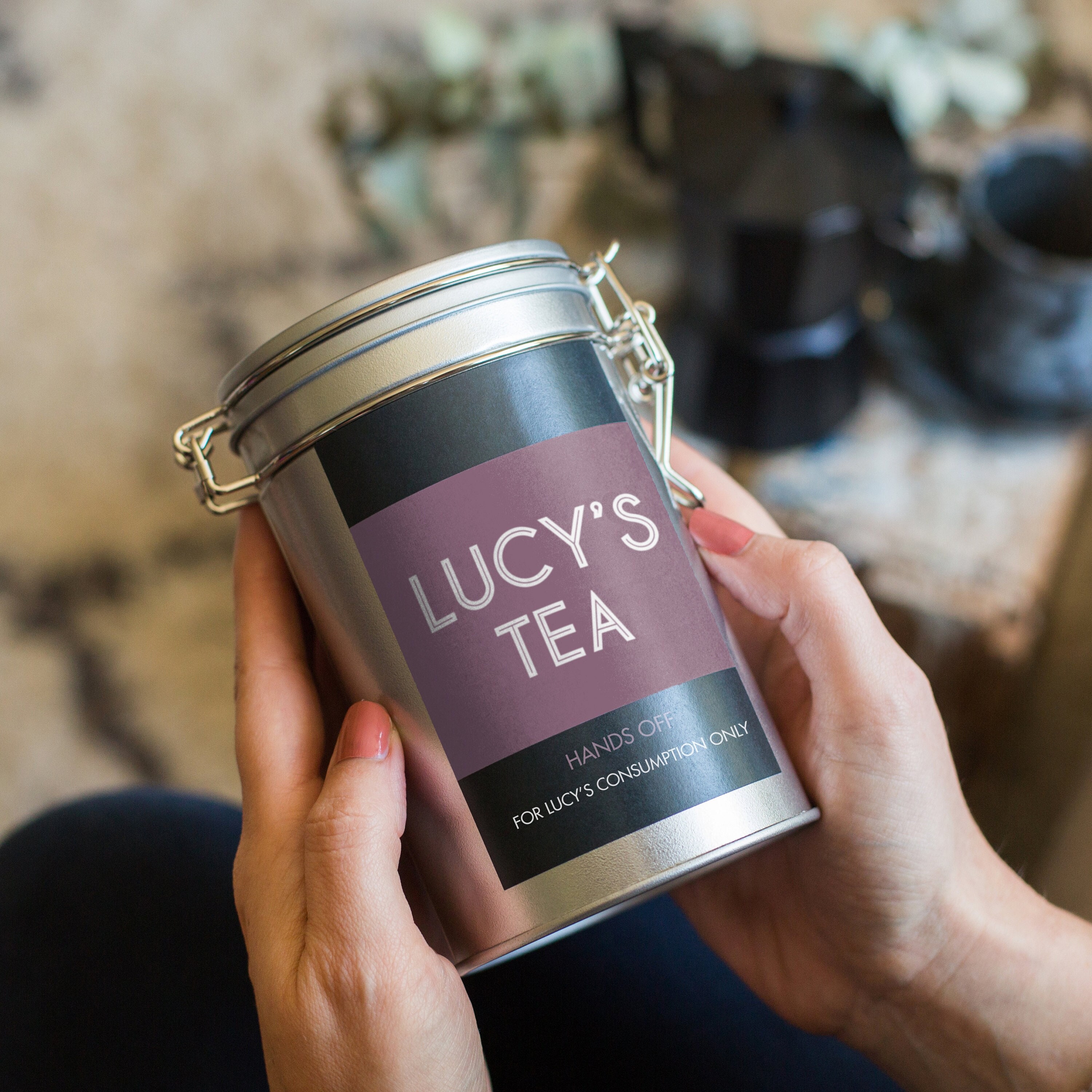 Personalised Name Tea Gift in Tin Choice of 9 Colours Mothers Day ...