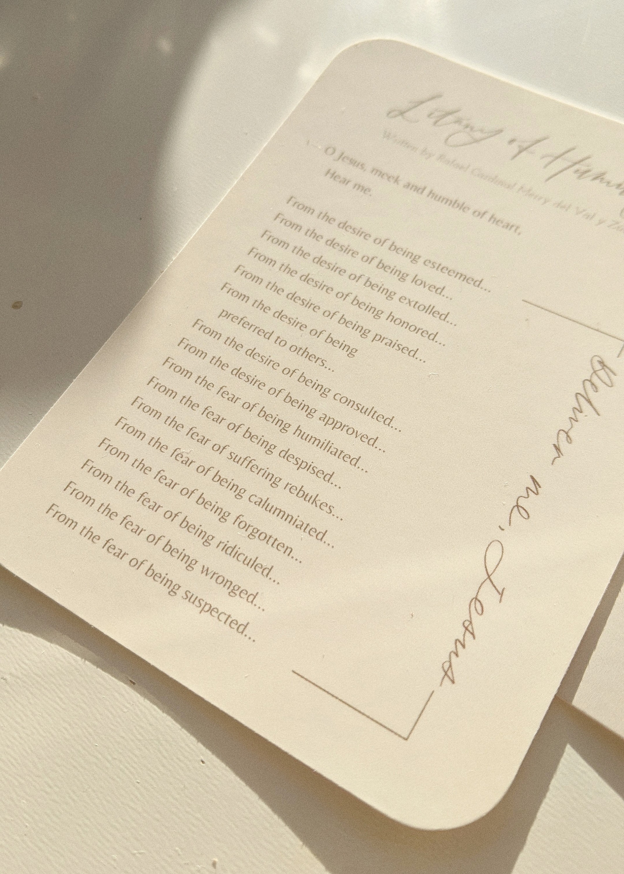 Litany of Humility Catholic Prayer Card - Etsy