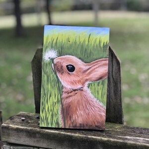 Bunny Rabbit Art, Original Painting on Wood, Woodland Animal Nursery ...