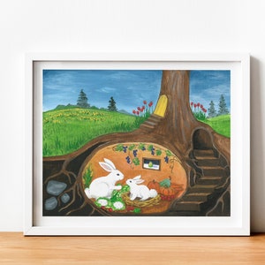 Runaway Bunny Art Print, Mother Bunny and Baby Bunny Back Home, Book ...