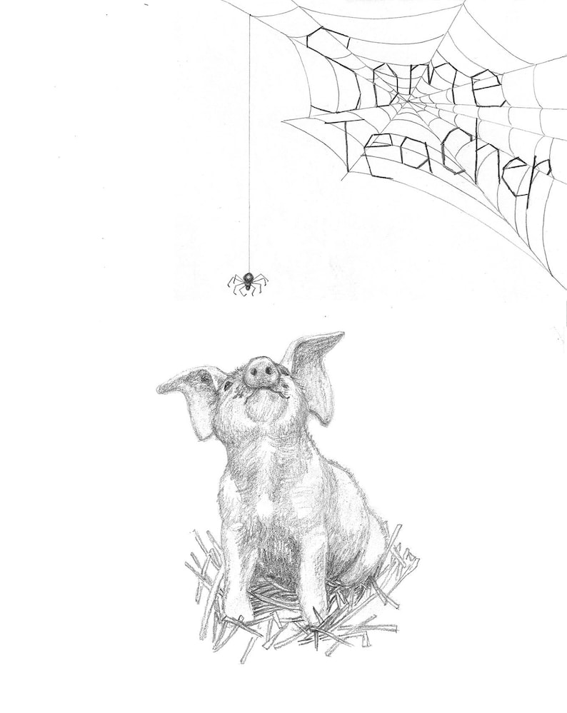 Charlottes Web Some Teacher Art Sketch Wilbur the Pig Pencil - Etsy