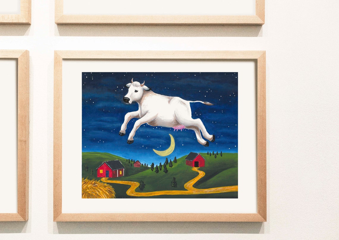 Goodnight Moon Set of Art Prints Cow Jumping Over the Moon | Etsy
