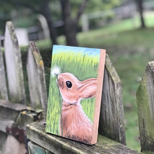 Bunny Rabbit Art, Original Painting on Wood, Woodland Animal Nursery ...