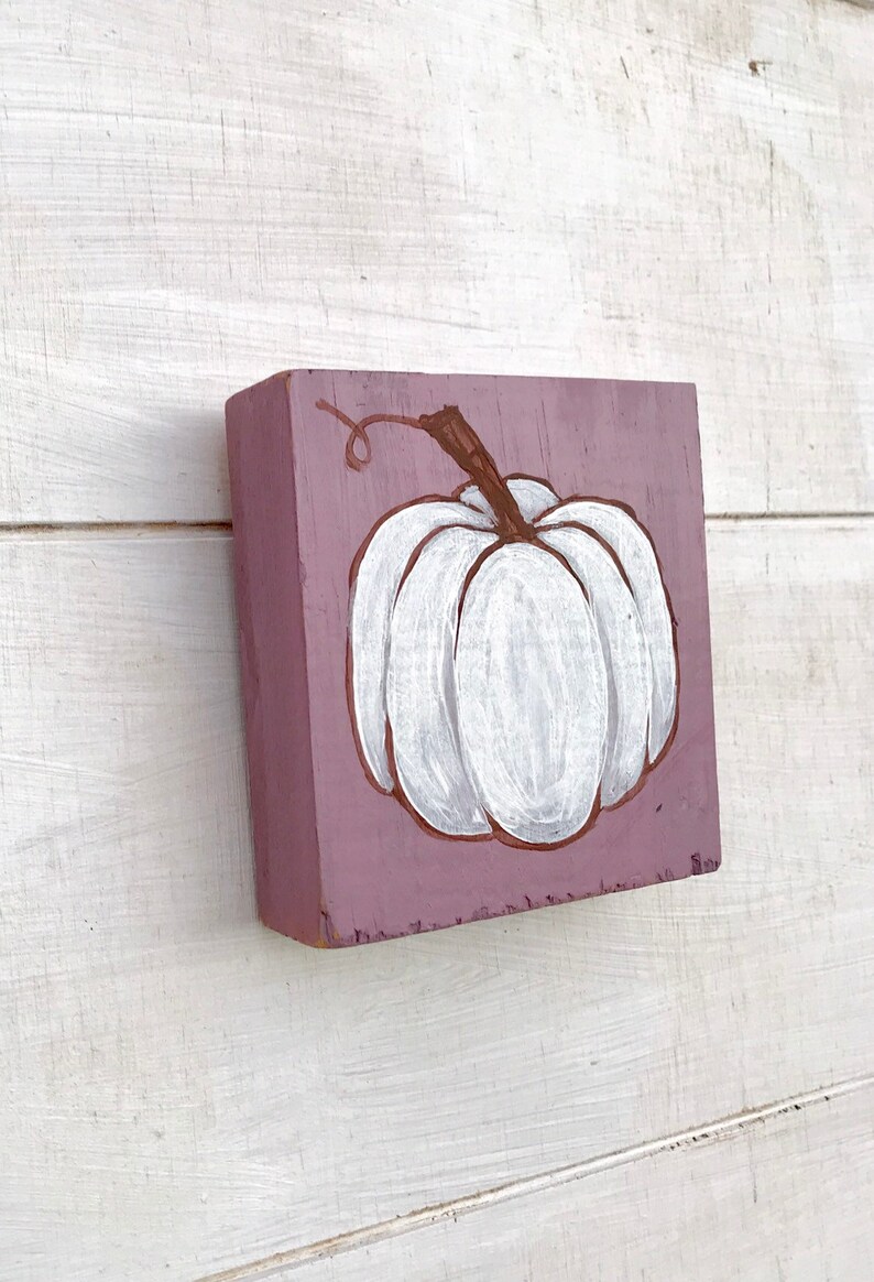 Small White Pumpkin Painting With Dusky Pink Background - Etsy