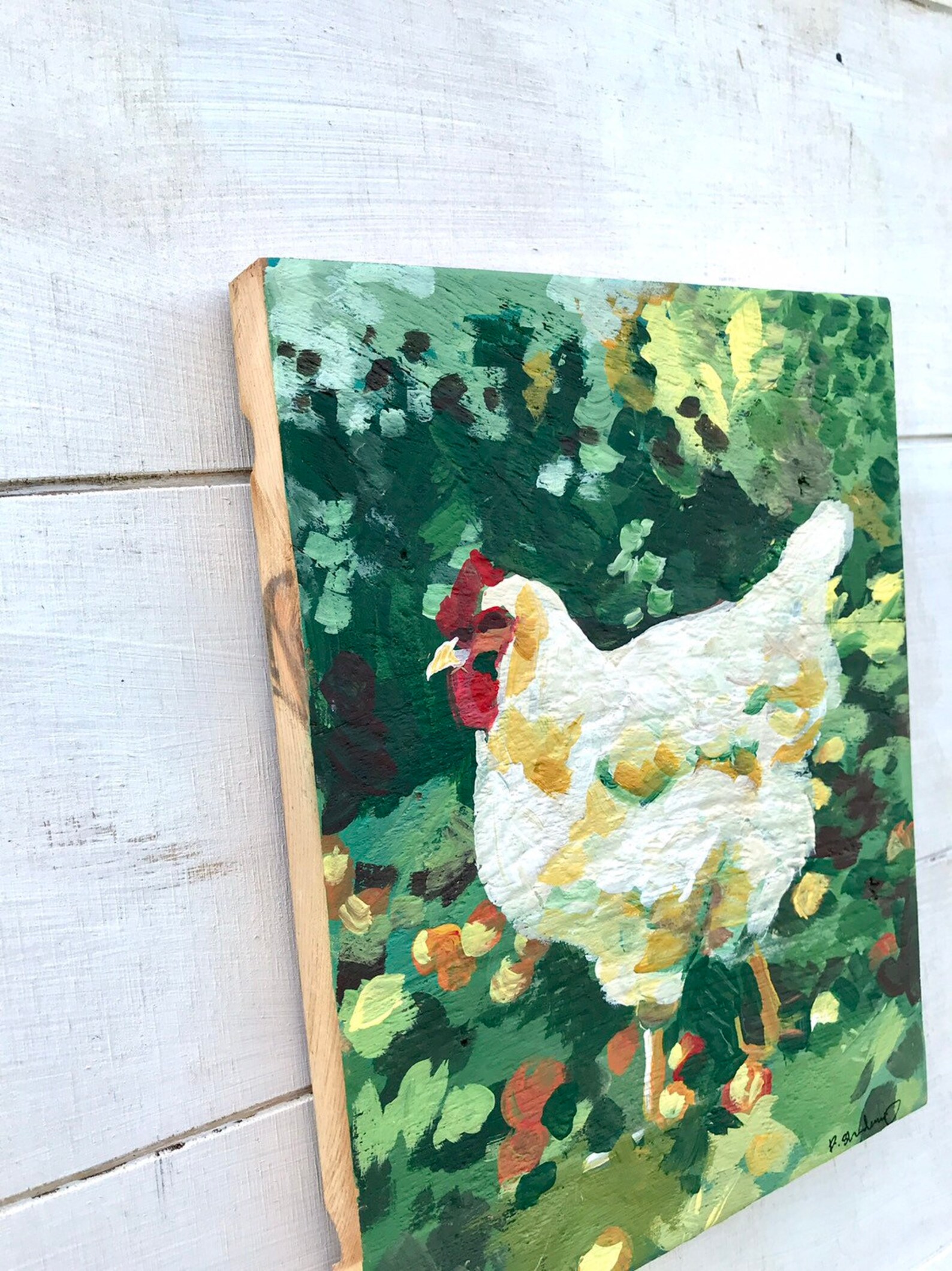 Abstract Chicken Original Painting Cream Colored Hen With - Etsy