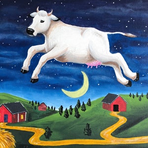 Goodnight Moon Set of Art Prints, Cow Jumping Over the Moon, Three ...
