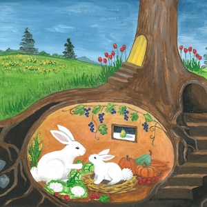 Runaway Bunny Art Print, Mother Bunny and Baby Bunny Back Home, Book ...