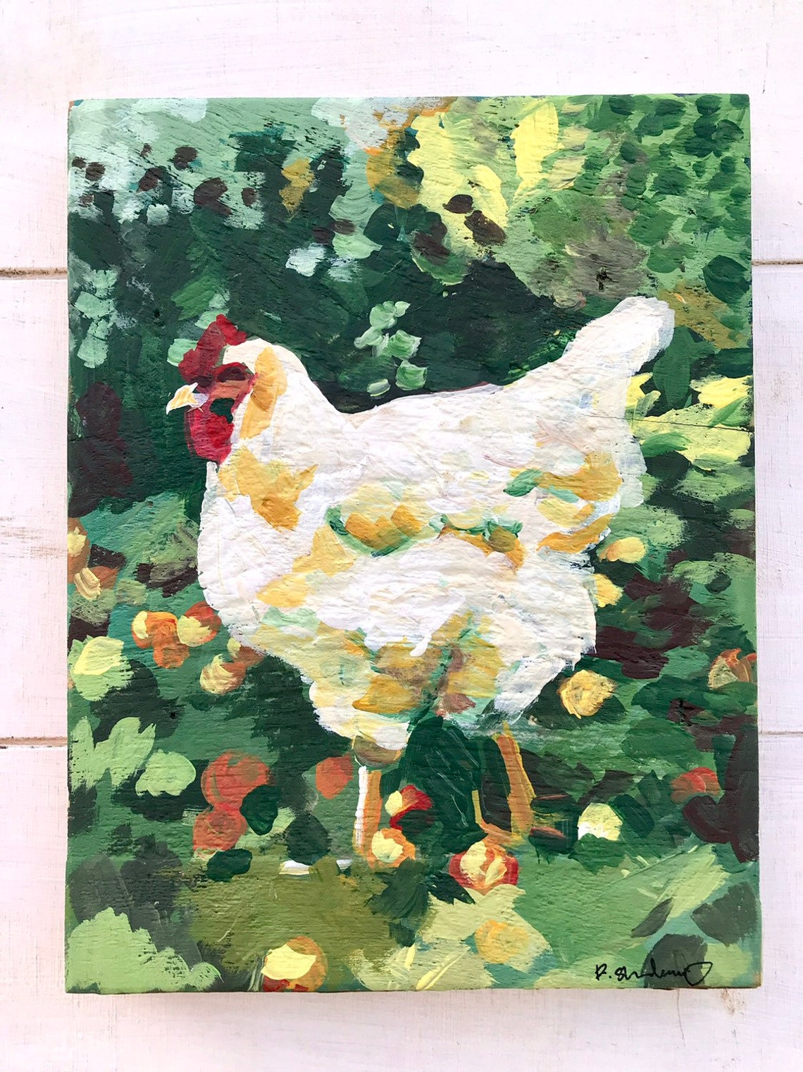 Abstract Chicken Original Painting Cream Colored Hen With - Etsy