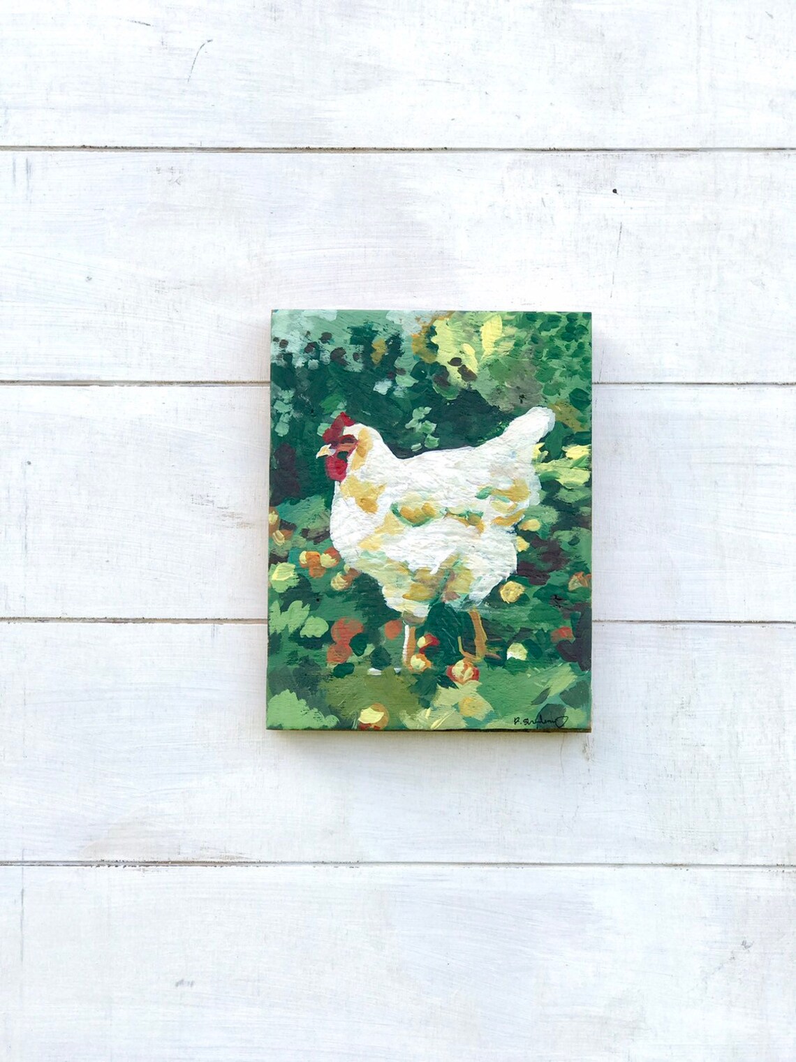 Abstract Chicken Original Painting Cream Colored Hen With - Etsy