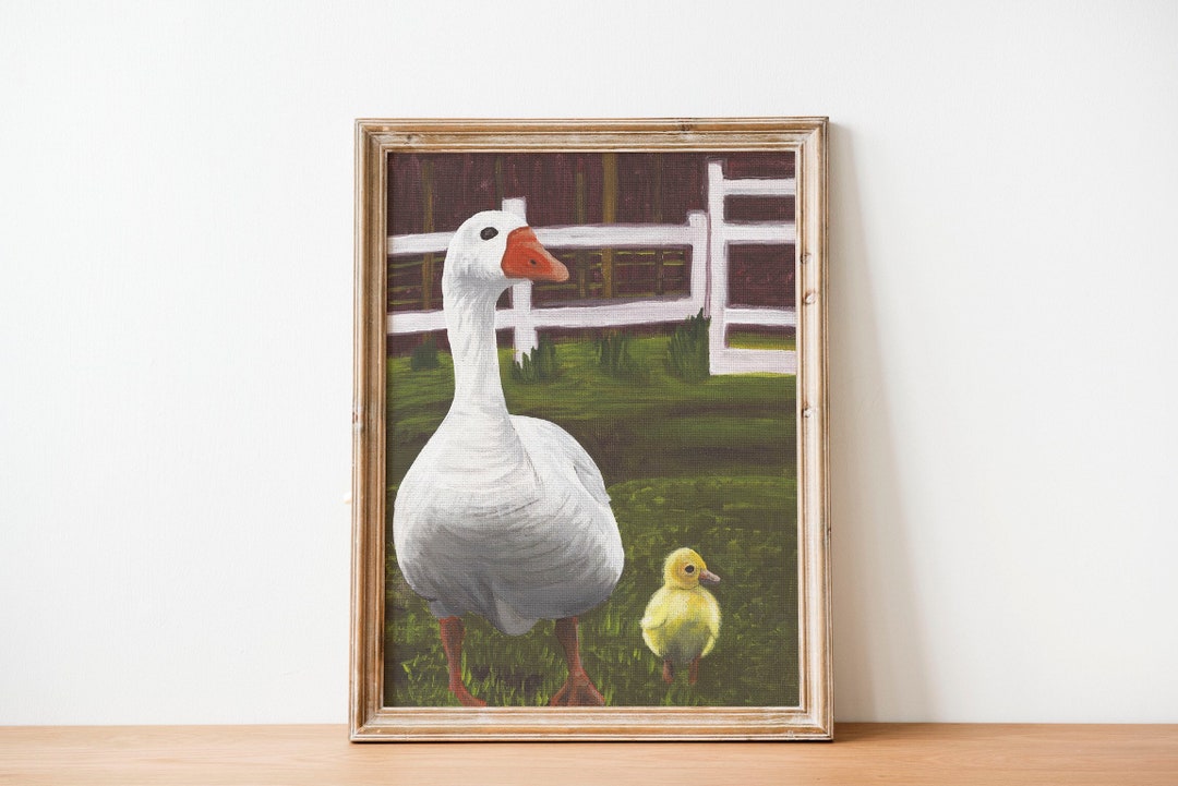 Mother Goose Painting Mother Goose Farmhouse Decor Mother Baby Animal ...
