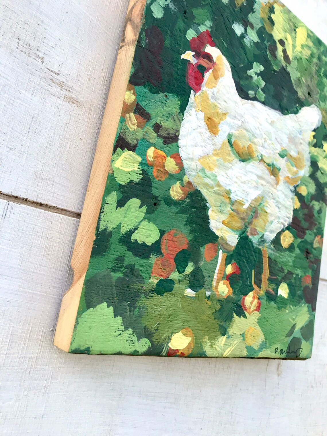 Abstract Chicken Original Painting Cream Colored Hen With - Etsy
