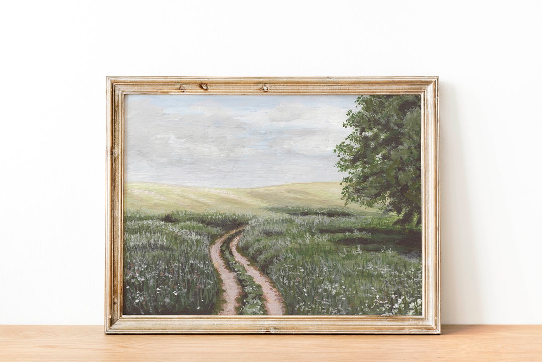 Vintage Farm Lane Fine Art Print British Landscape Earth Tone Wall Art ...