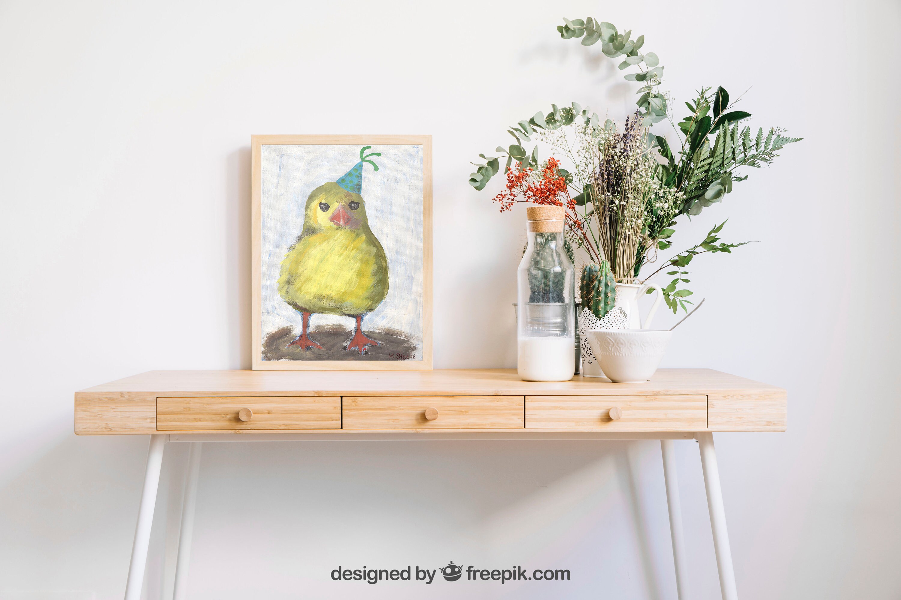 Funny Chicken Wall Art Quirky Chicken Painting Modern - Etsy