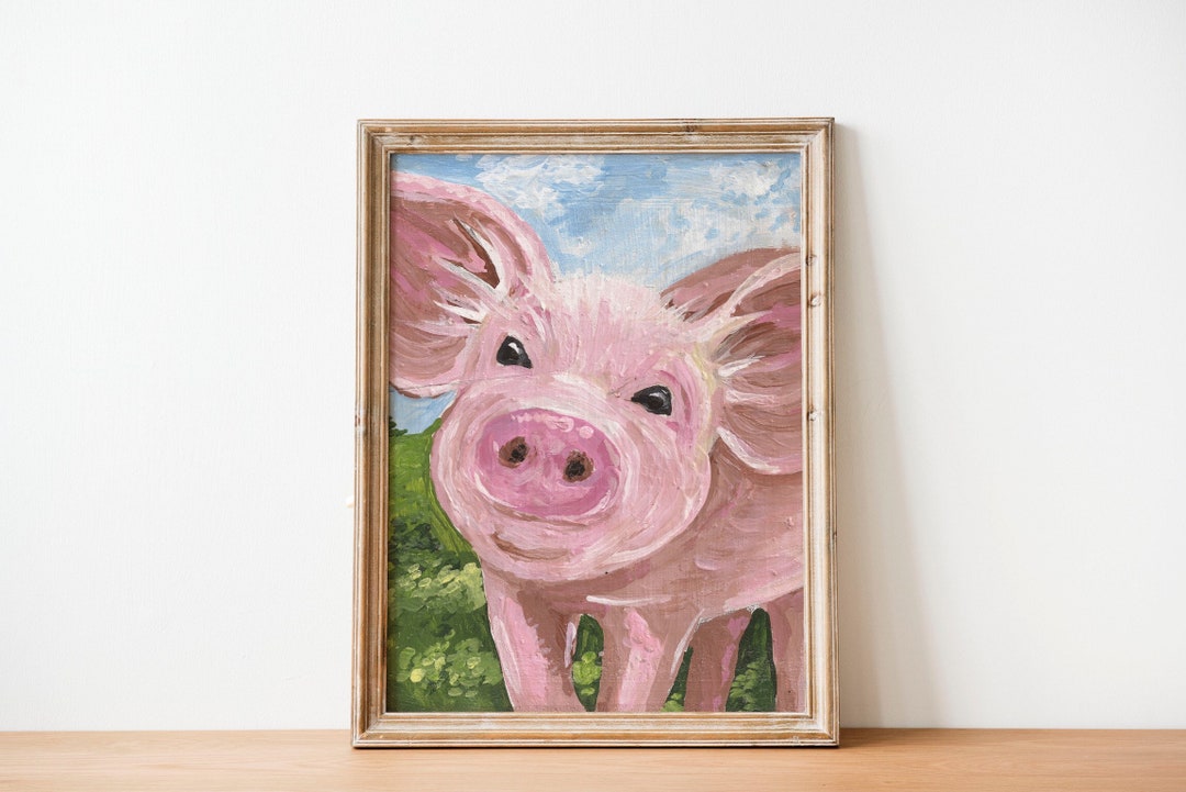 Hot Pink Pig Art Print: Farmhouse Nursery Wall Decor - Etsy