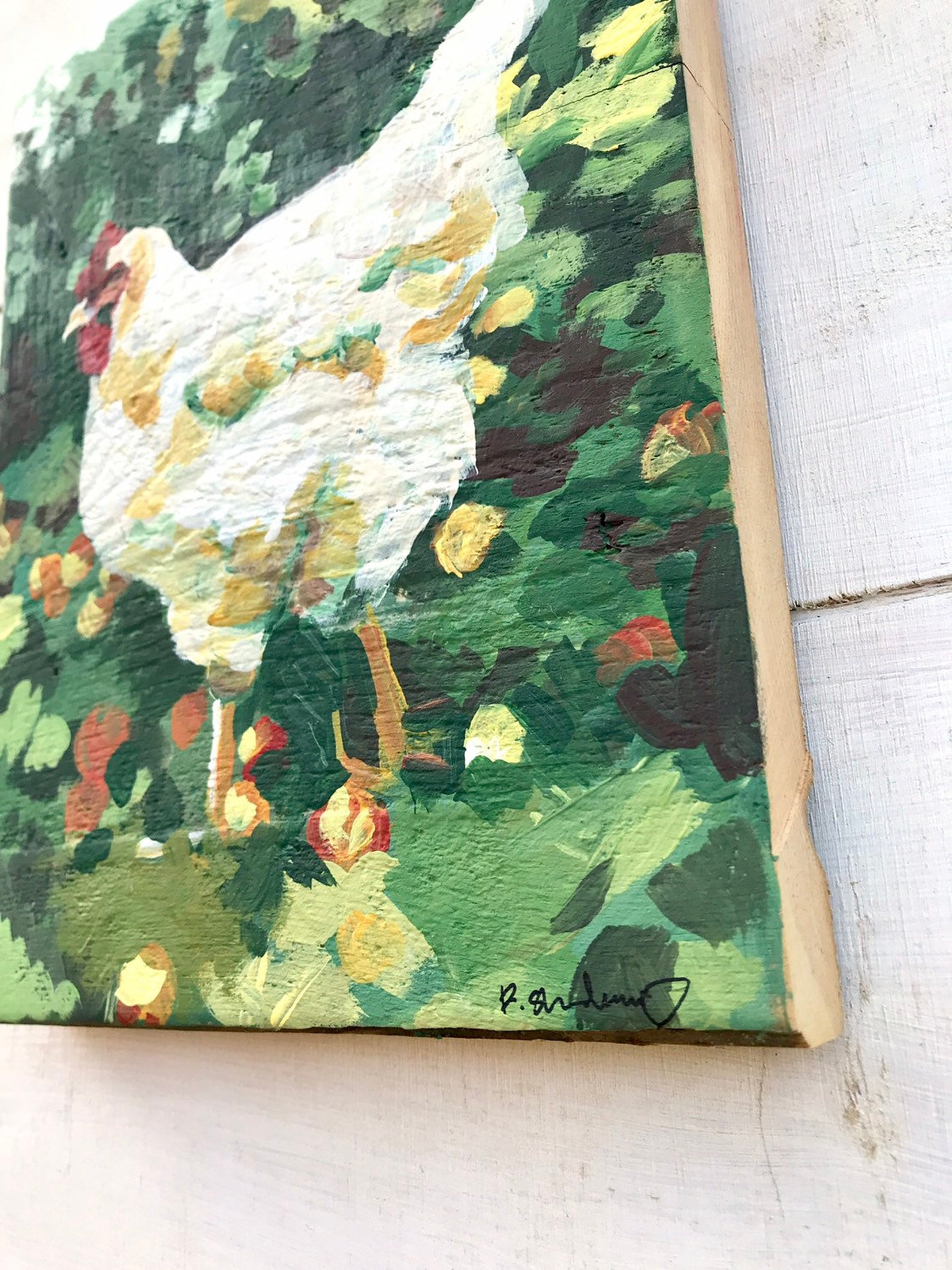 Abstract Chicken Original Painting Cream Colored Hen With - Etsy