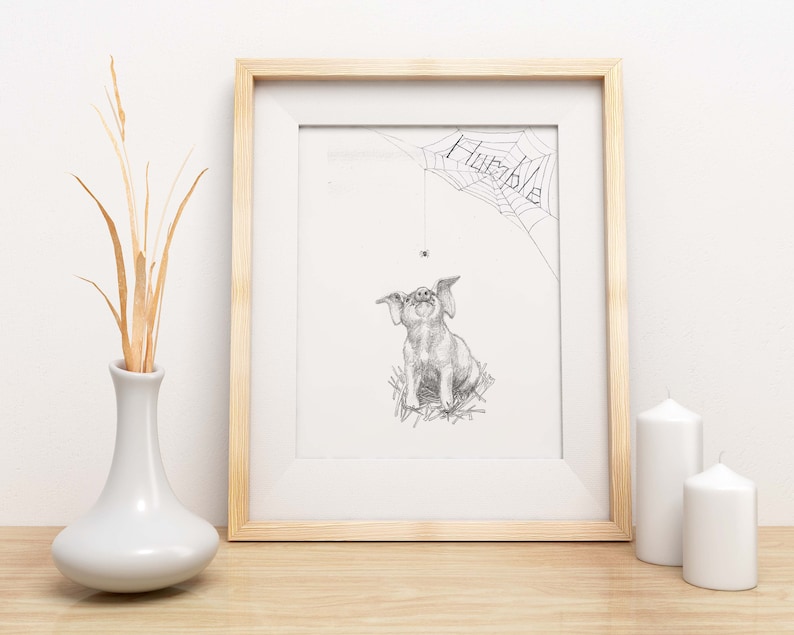 Charlottes Web Art Sketch Wilbur the Pig Pencil Drawing - Etsy