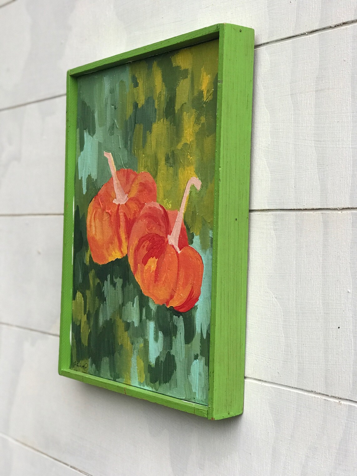 Cheery Abstract Original Pumpkin Art Painting, Fall Farmhouse Artwork ...