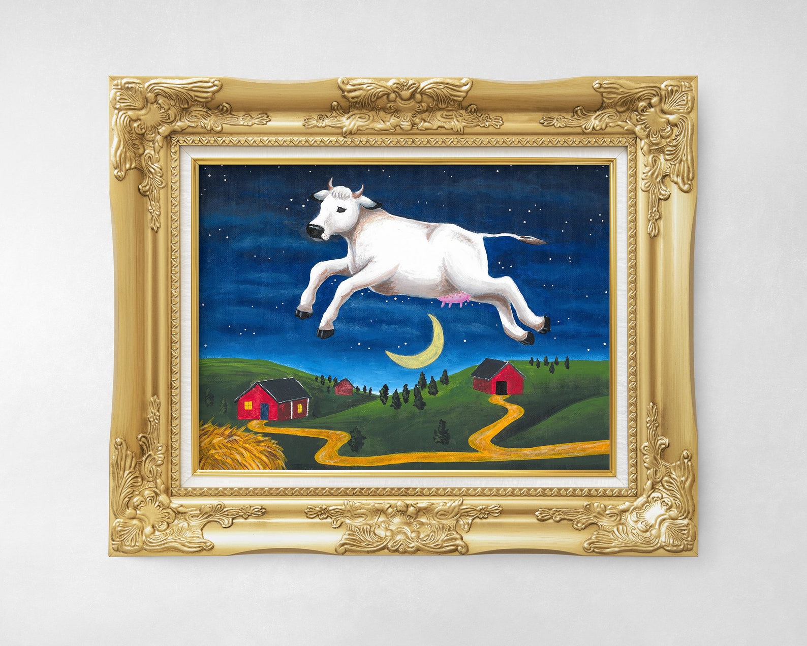Goodnight Moon Set of Art Prints, Cow Jumping Over the Moon, Three ...
