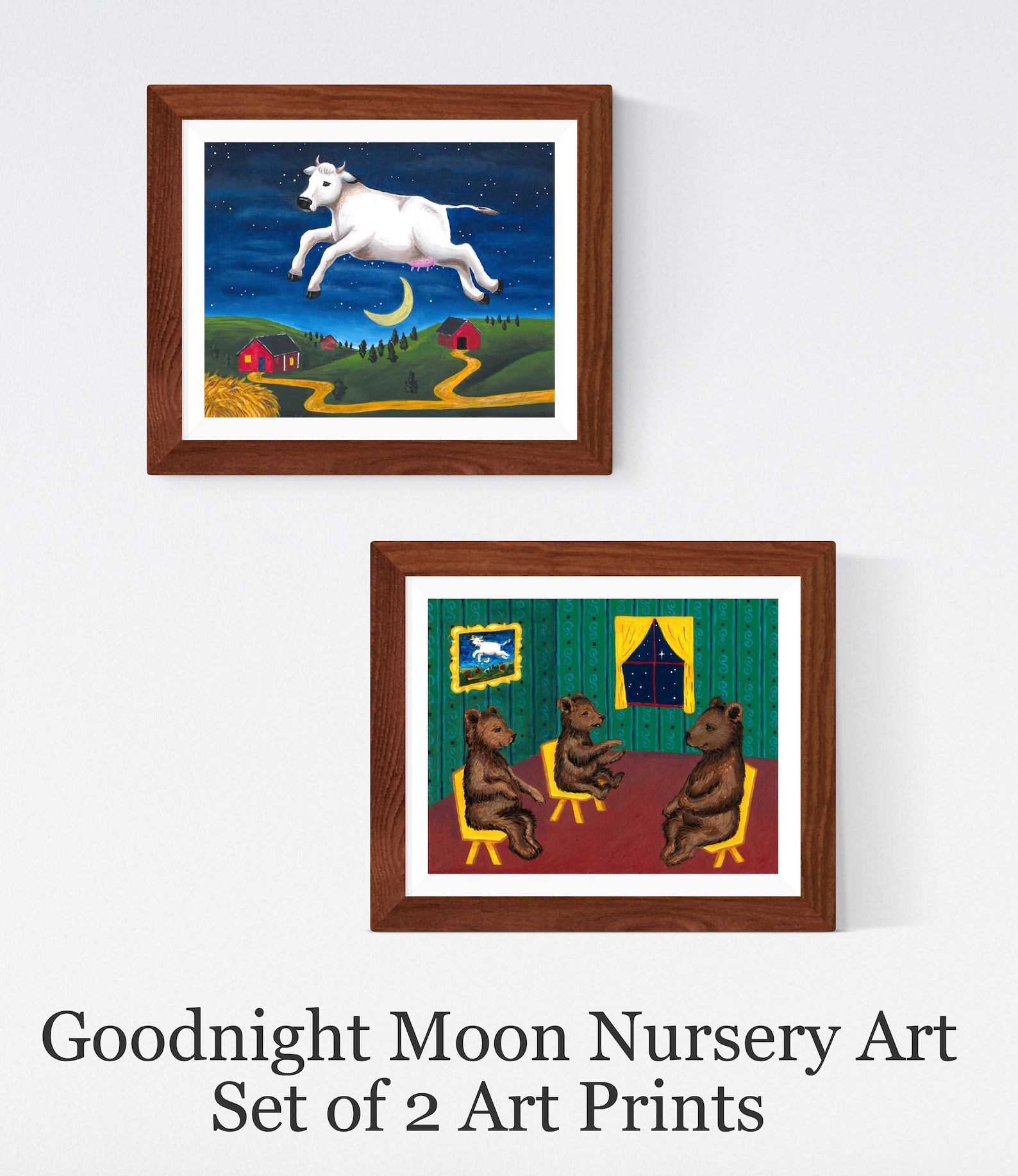 Goodnight Moon Set of Art Prints Cow Jumping Over the Moon | Etsy