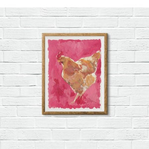 Chicken Art Print Abstract Hot Pink Wall Art Children's Room Farm ...