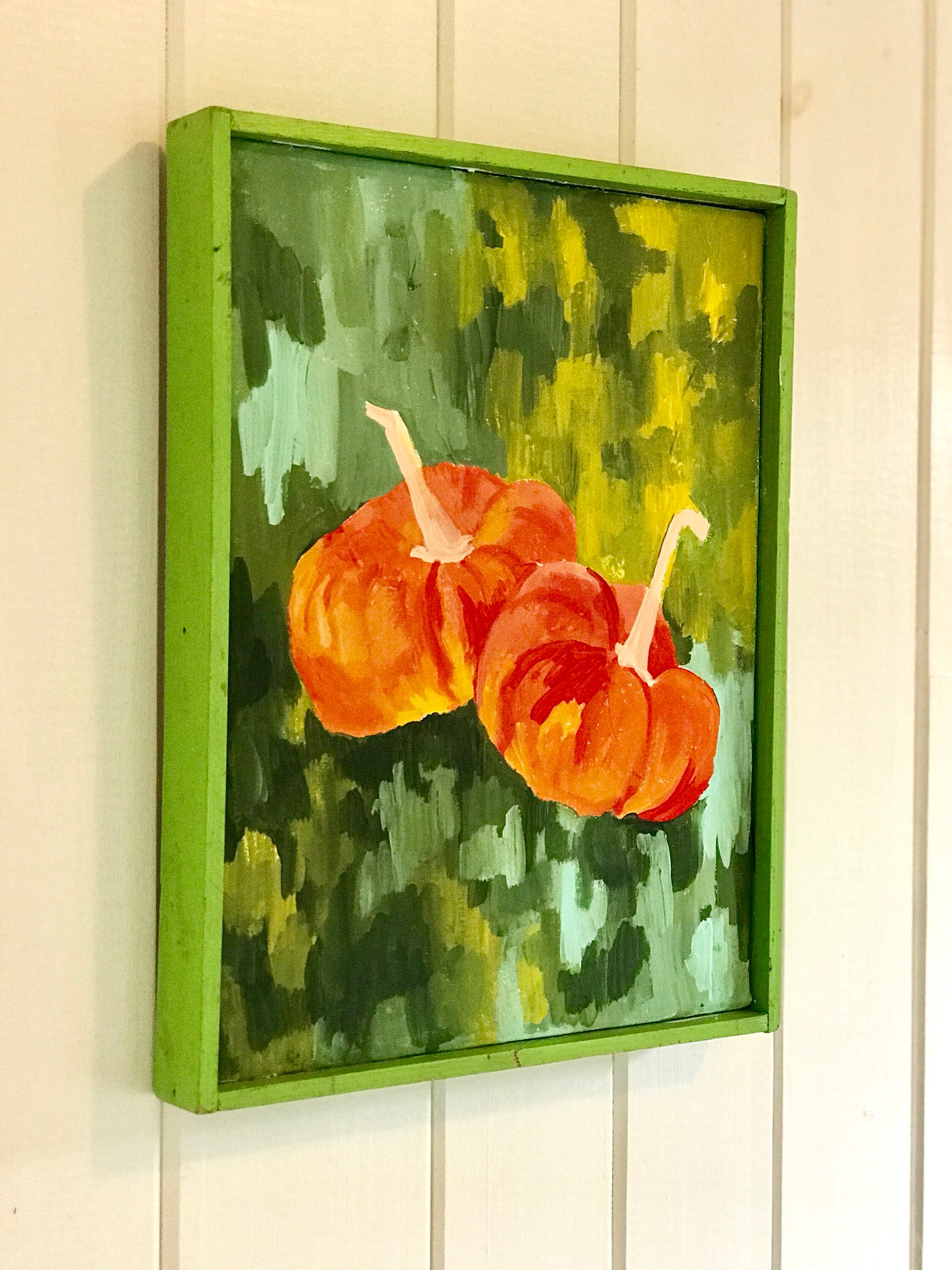 Cheery Abstract Original Pumpkin Art Painting, Fall Farmhouse Artwork ...