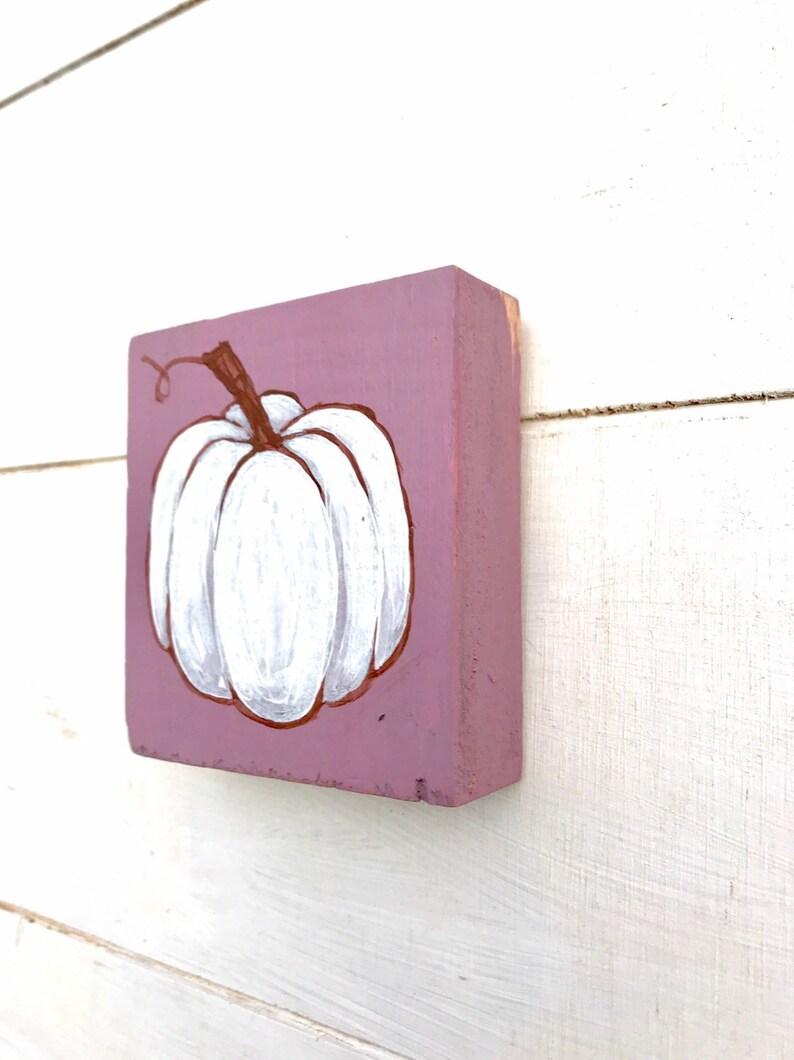 Small White Pumpkin Painting With Dusky Pink Background - Etsy