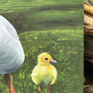 Mother Goose and Gosling Original Painting, Handmade Barn Wood Frame, 8 ...