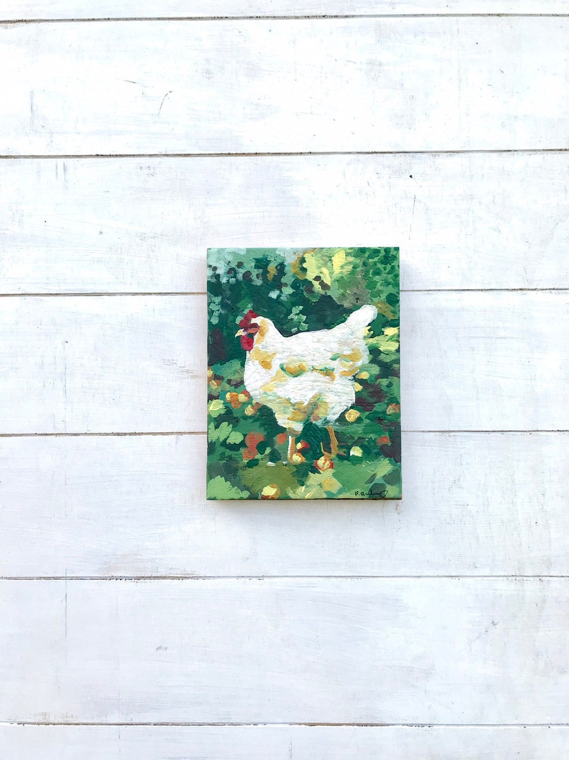 Abstract Chicken Original Painting Cream Colored Hen With - Etsy