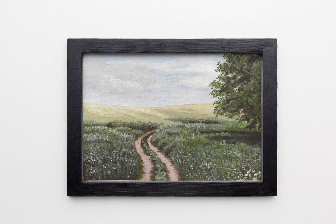 Country Lane Landscape Art Print Soft Neutral Painting Abstract ...
