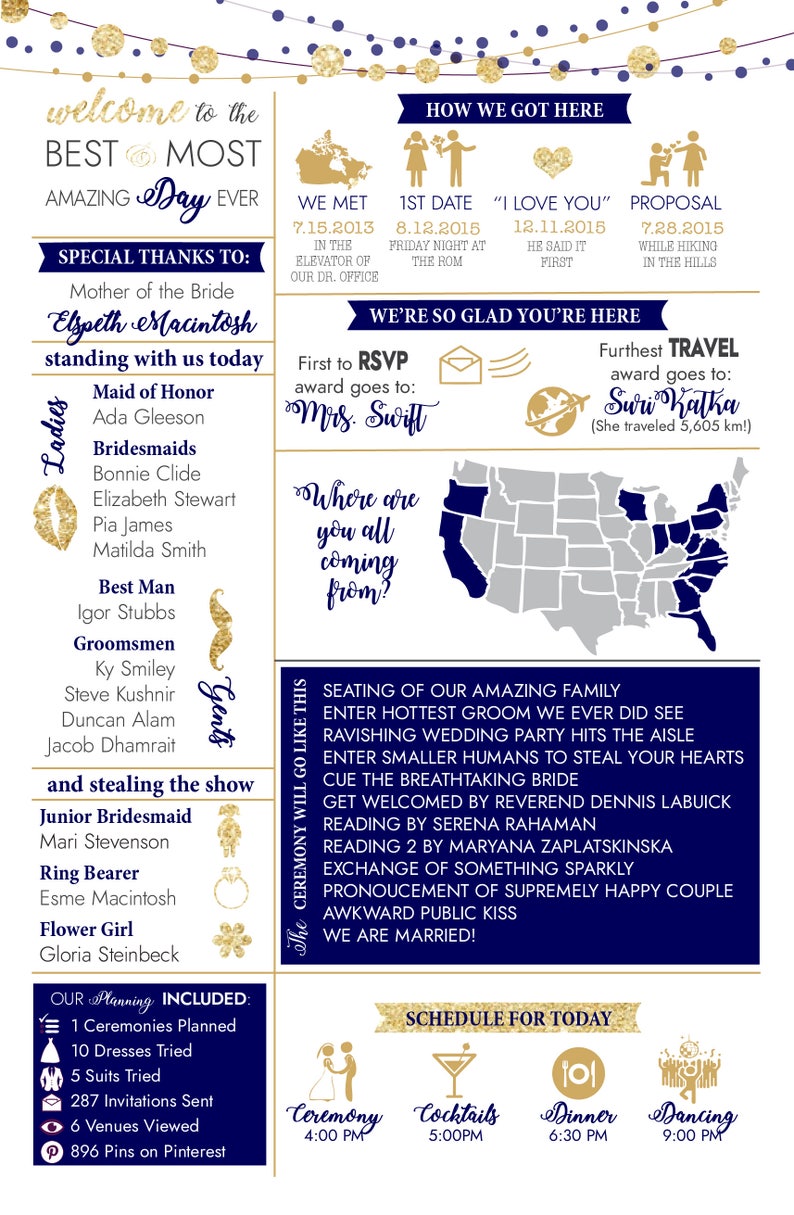 Wedding Program Infographic - Totally Fun & Unique - Etsy
