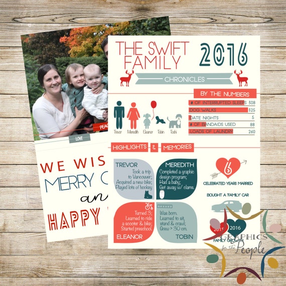 Christmas Year in Review Infographic Card Solid Barnboard | Etsy
