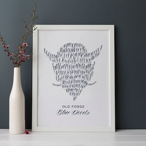 Old Forge Blue Devils PA Calligraphy Wordy Art Print | Etsy