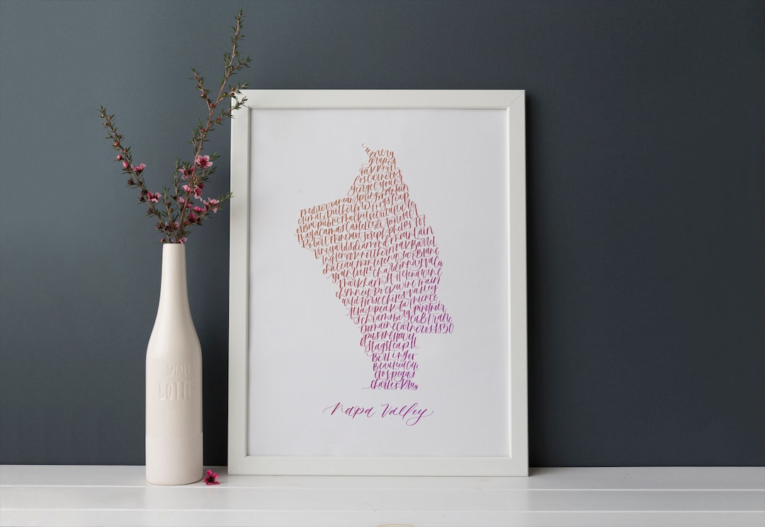 Napa Valley California Calligraphy Wordy Art Print - Etsy