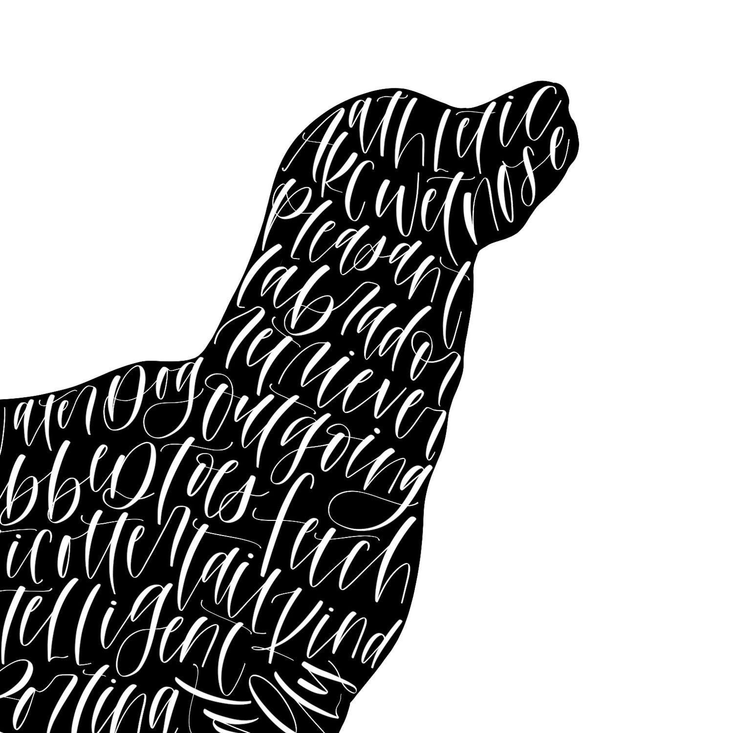 Labrador Retriever Yellow Lab Black Lab Calligraphy Wordy | Etsy