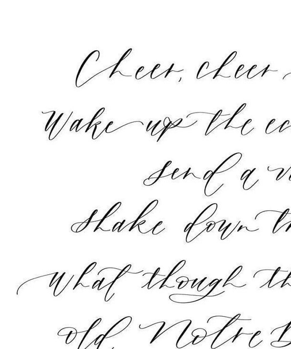 Notre Dame Fight Song Calligraphy Wordy Art Print - Etsy