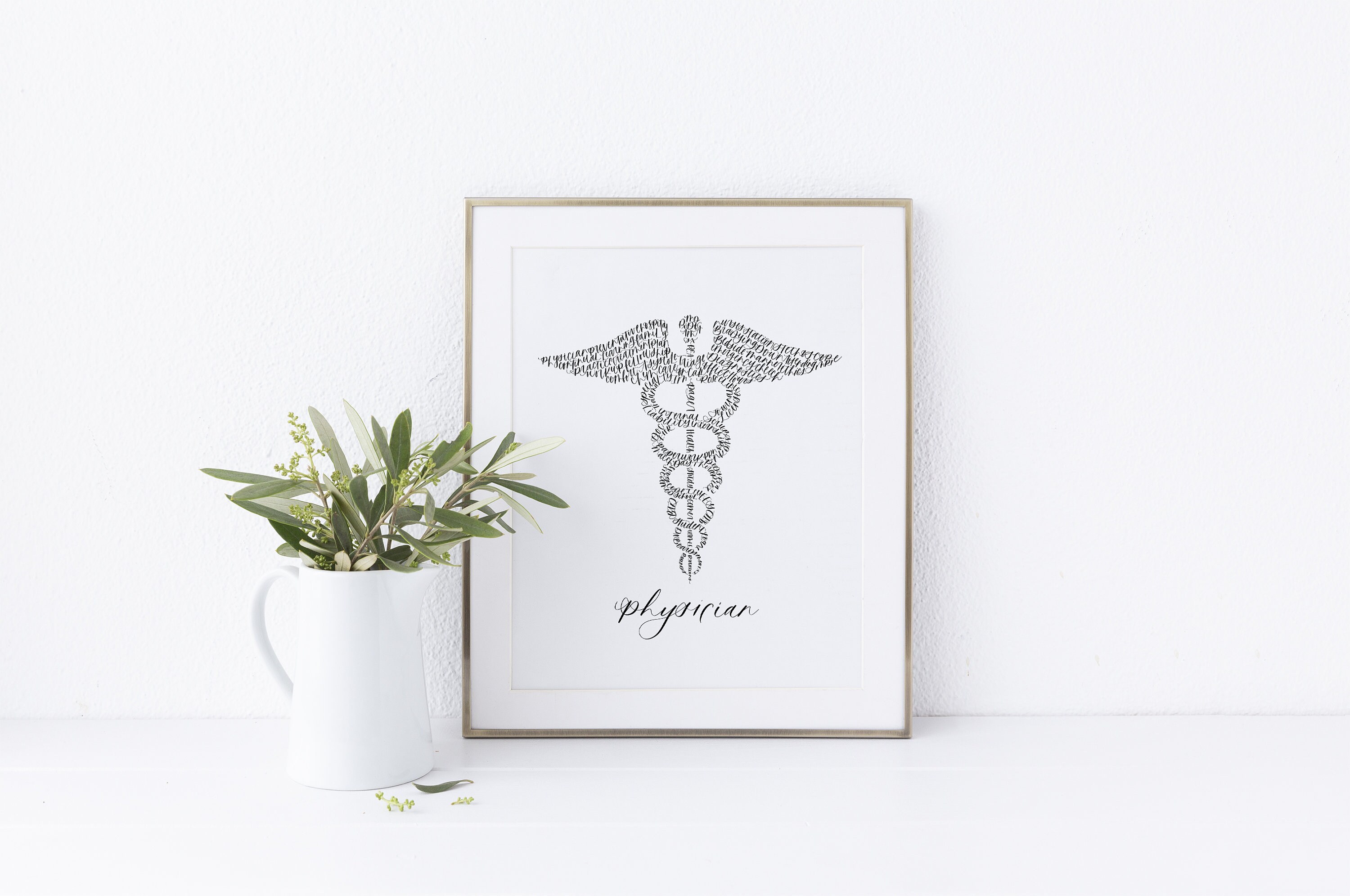 Physician Calligraphy Wordy Art Print | Etsy