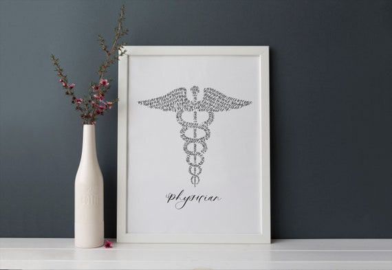Physician Calligraphy Wordy Art Print | Etsy