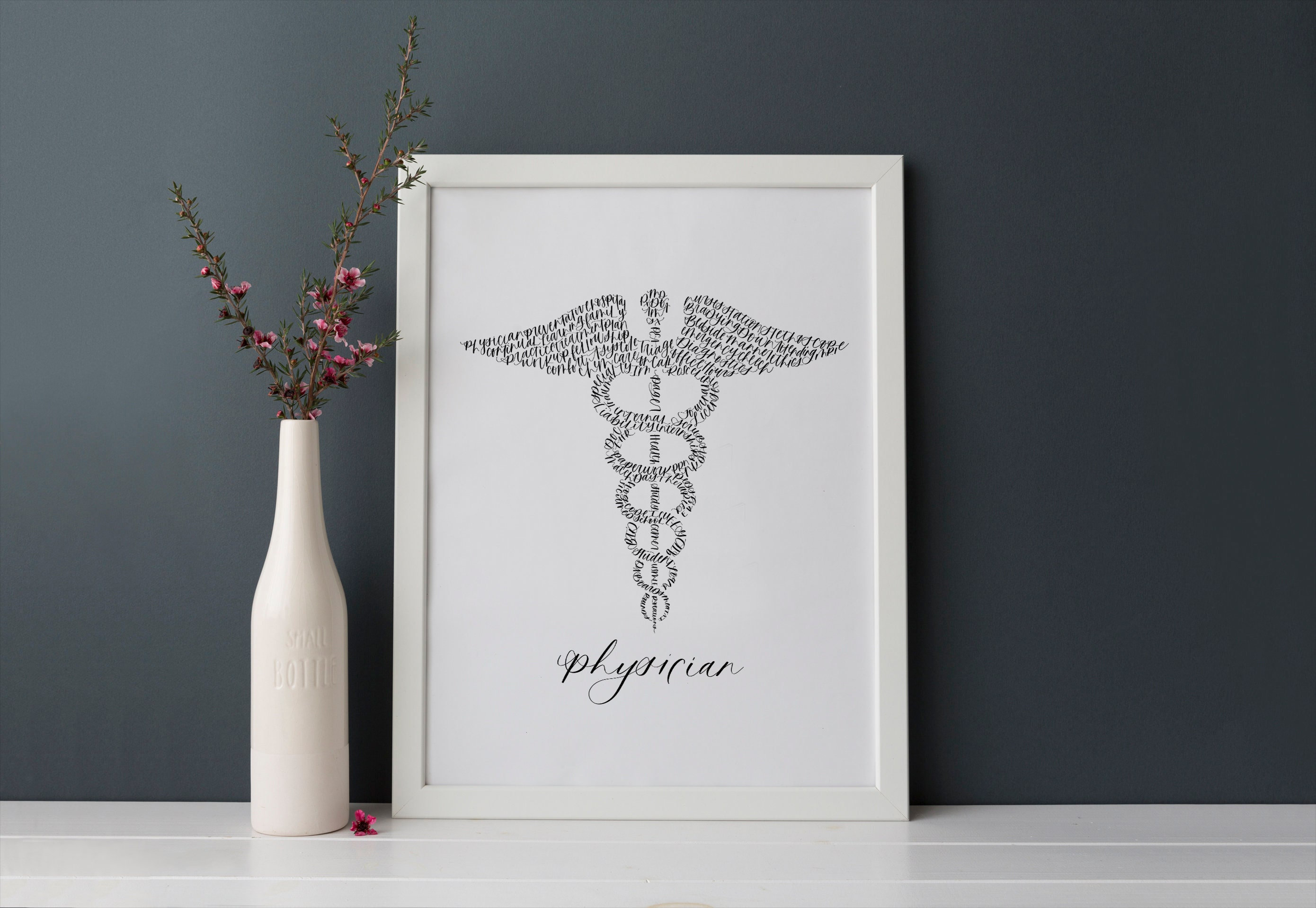 Physician Calligraphy Wordy Art Print | Etsy