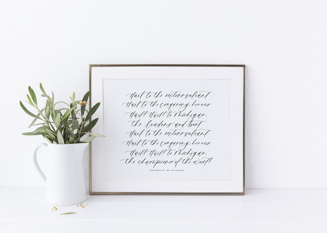 Michigan Fight Song Calligraphy Art Print - Etsy