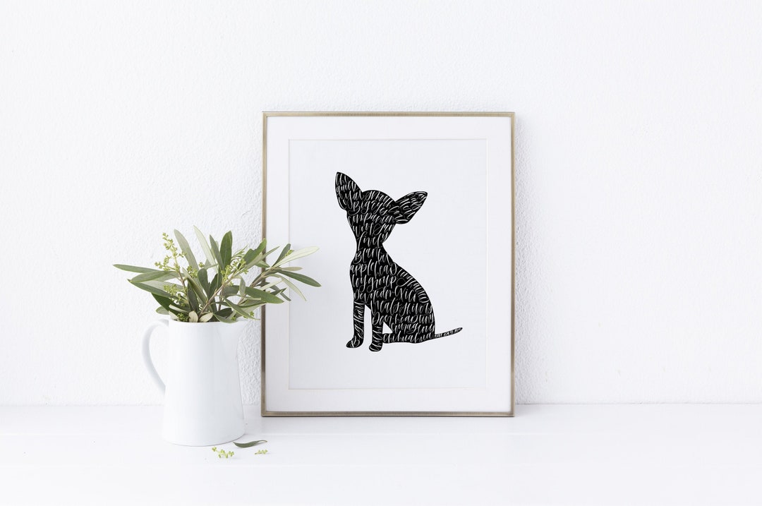 Chihuahua Dog Calligraphy Wordy Art Print - Etsy