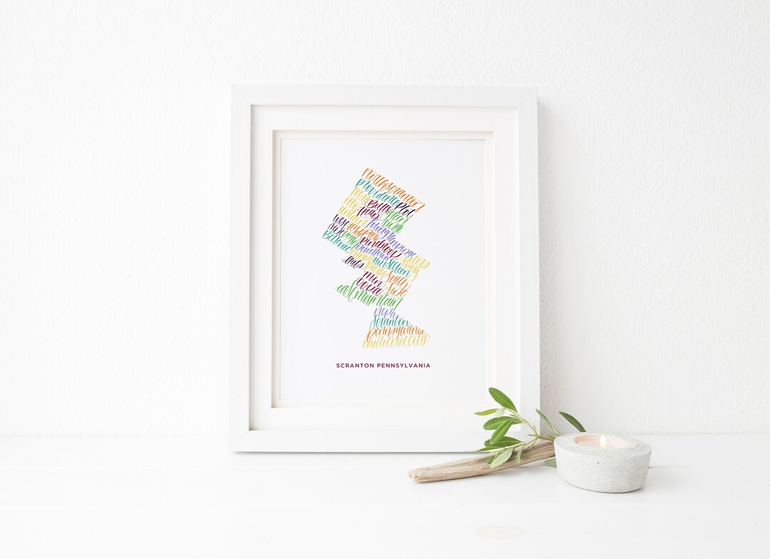 Scranton City Neighborhoods Calligraphy Wordy Art Print - Etsy