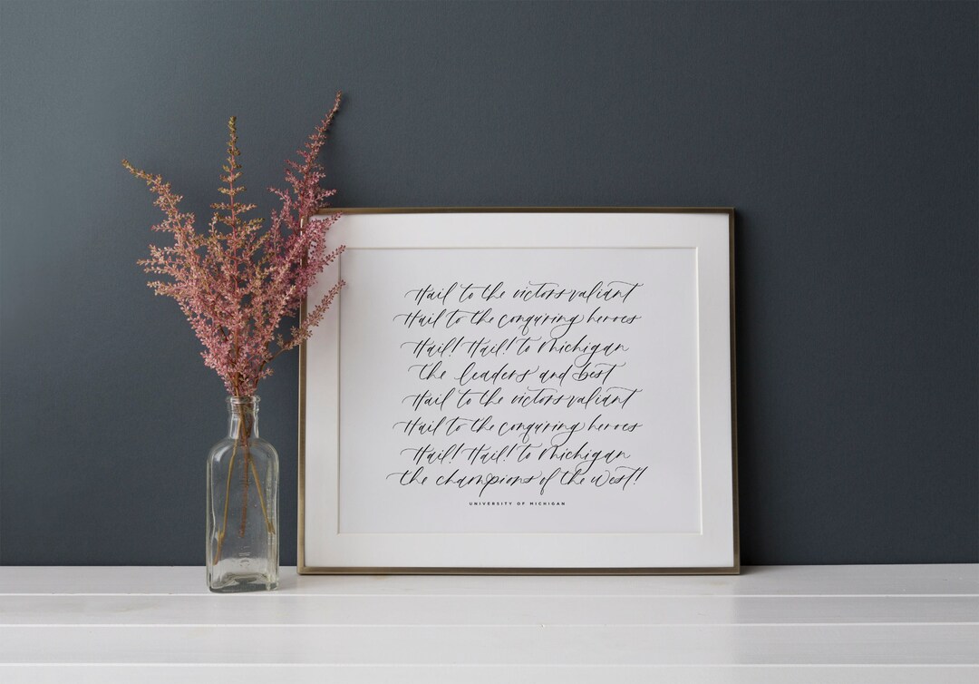 Michigan Fight Song Calligraphy Art Print - Etsy