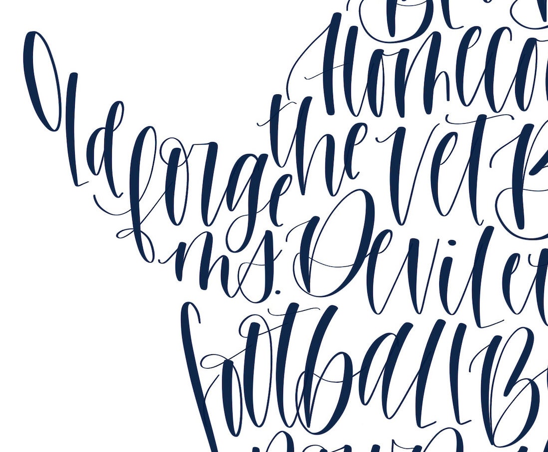 Old Forge Blue Devils, PA Calligraphy Wordy Art Print - Etsy